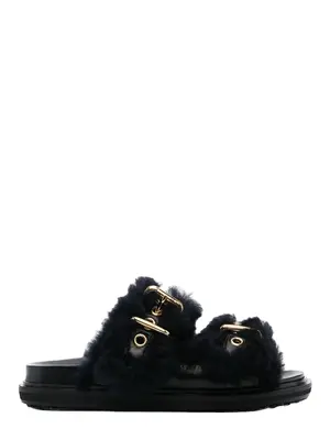 Marni Fussbett Shearling Slides - Black