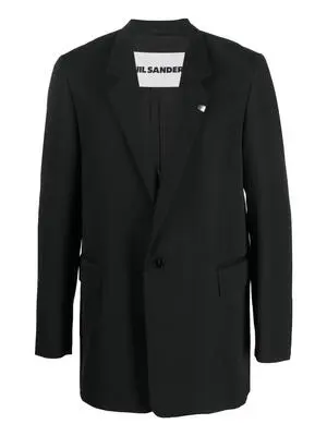 JIL SANDER Single-breasted Wool Blazer - Black