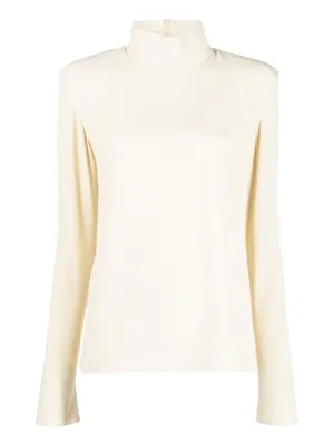 Veronique Leroy Raw-cut Edge Long-sleeved Top - Neutrals