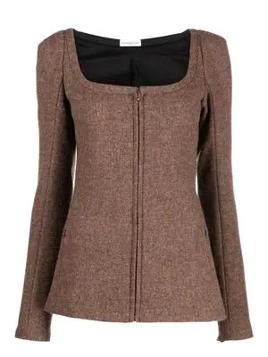 Veronique Leroy Fitted Square-neck Jacket - Brown