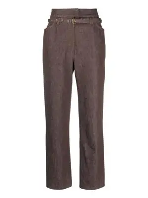 Veronique Leroy Belted-waist Tailored Trousers - Brown