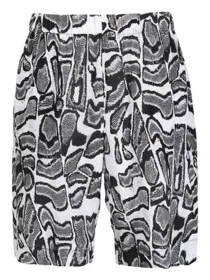 EDWARD CRUTCHLEY Abstract-pattern Silk Shorts - White