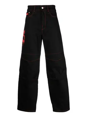 Gcds Logo-print Straight-leg Jeans - Black