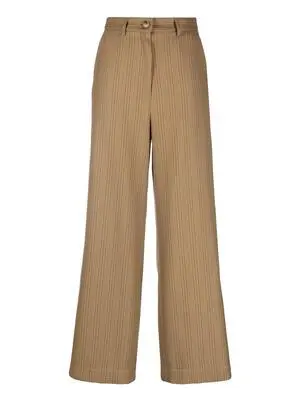 BENJAMIN BENMOYAL Striped High-waist Trousers - Neutrals