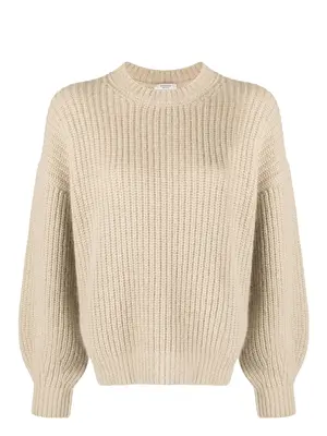 Peserico Crew-neck Cable-knit Jumper - Brown