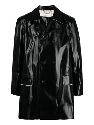 MAISON MARGIELA Coated Double-breasted Coat - Black