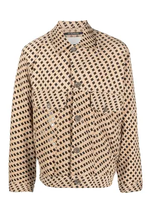 SONG FOR THE MUTE Geometric-print Shirt-jacket - Neutrals