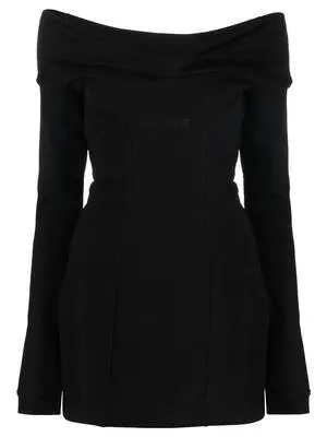Gcds Off-shoulder Mini Dress - Black
