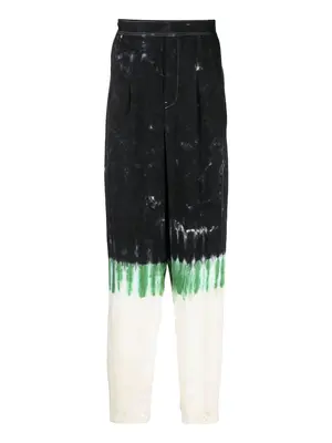 TOGA VIRILIS Tie-dye Print Trousers - Black