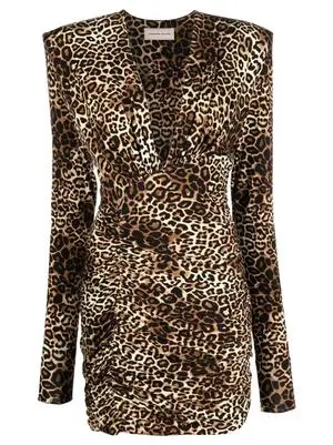 Alexandre Vauthier Leopard-print Mini Dress - Brown