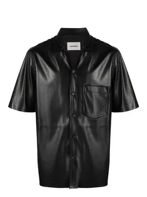 Nanushka Camp Faux-leather Shirt - Black