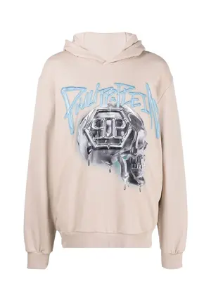 Philipp Plein Skull-print Hoodie - Neutrals