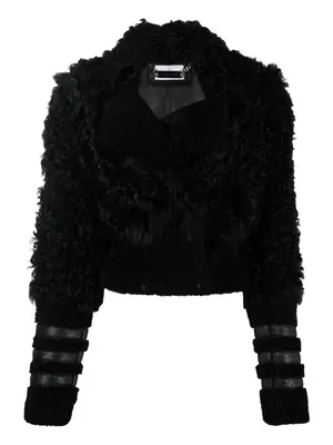 Philipp Plein Fitted Shearling Jacket - Black