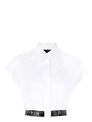 Philipp Plein Logo-embellished Cropped Shirt - White