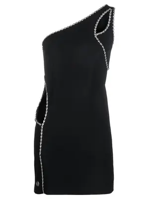 Philipp Plein Crystal Embellished Asymmetrical Mini Dress - Black