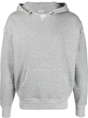 Saint Laurent Grunge Cotton-jersey Hoodie - Grey