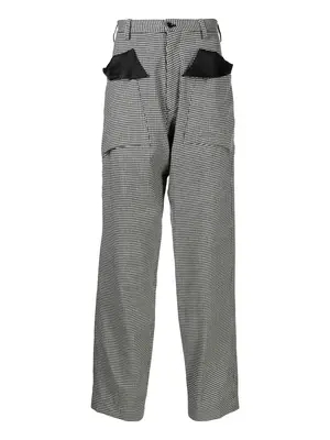 SULVAM Houndstooth Wide Tapered Trousers - White