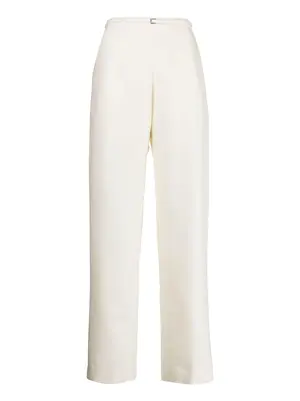 GIA STUDIOS Wide-leg Wool-silk Trousers - White