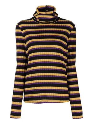 Anna Sui Striped Roll-neck Jumper - Yellow