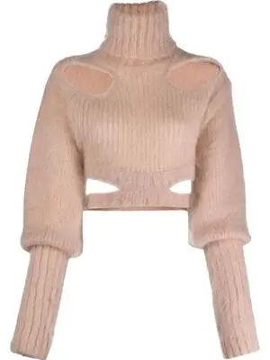 ANDREĀDAMO Cut-out Cropped Jumper - Pink