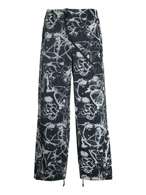 Alexander McQueen Abstract-print Straight-leg Trousers - Black