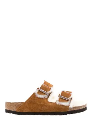 BIRKENSTOCK Shearling-lined Slip-on Sandals - Brown