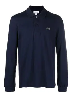 Lacoste Logo-patch Long-sleeve Polo Shirt - Blue