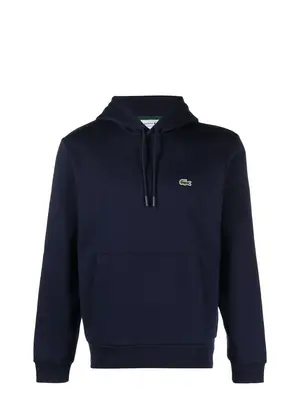 Lacoste Logo-patch Fleece Hoodie - Blue