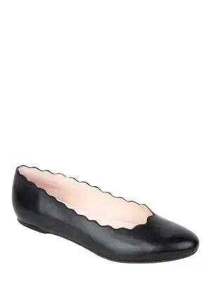 PATRICIA GREEN Palm Beach Scalloped Ballet Flat - Black