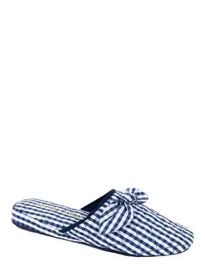 PATRICIA GREEN Zoe Gingham Quilted Slippers - Navy