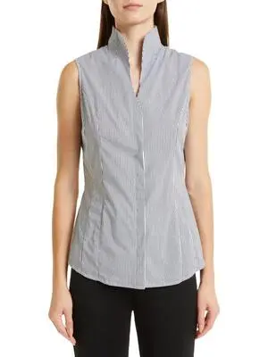 Misook Pinstripe Sleeveless Blouse - Black/white