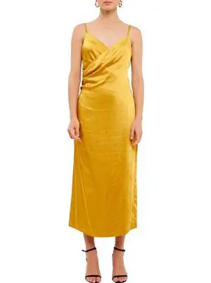 Endless Rose Surplice Satin Slipdress - Gold