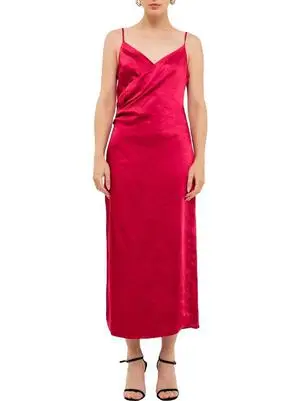 Endless Rose Surplice Satin Slipdress - Rouge