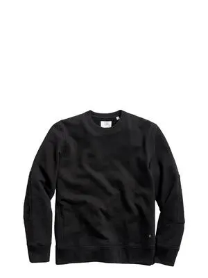 Billy Reid Dover Crewneck Sweatshirt With Leather Elbow Patches - Black