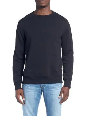 Billy Reid Dover Crewneck Sweatshirt With Leather Elbow Patches - Dark Midnight