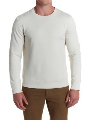 Billy Reid Dover Crewneck Sweatshirt With Leather Elbow Patches - Natural