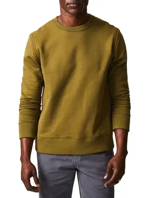 Billy Reid Billy Reid Dover Crewneck Sweatshirt With Leather Elbow Patches Olive Drab