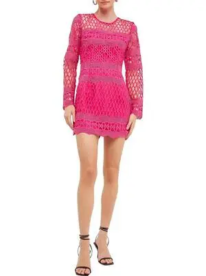 Endless Rose Long-sleeve Mini Dress - Fuchsia