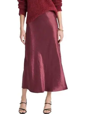 Vince Side Slit Matte Satin Slip Skirt - Bordeaux