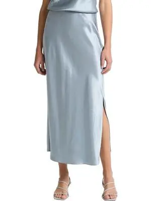 Vince Side Slit Matte Satin Slip Skirt - Lt Lagoon