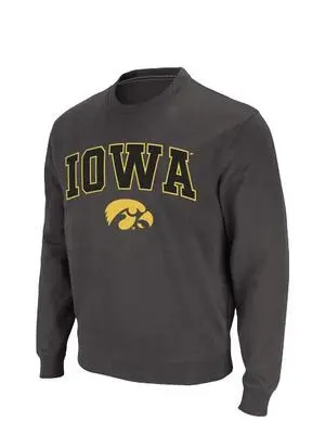 COLOSSEUM Iowa Hawkeyes Arch & Logo Crew Neck Sweatshirt - Charcoal