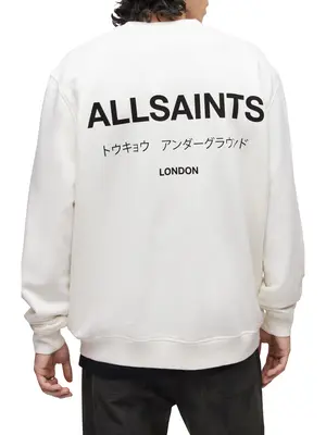 ALLSAINTS AllSaints Underground Logo Organic Cotton Sweatshirt Ashen White