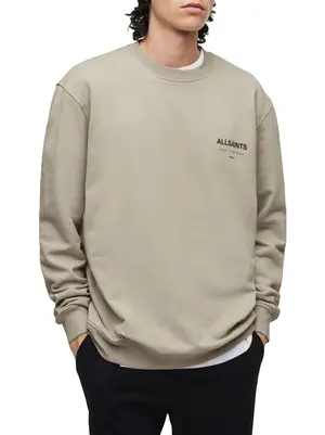 ALLSAINTS AllSaints Underground Logo Organic Cotton Sweatshirt Frosted Taupe