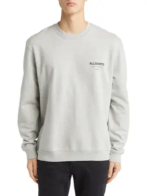 ALLSAINTS AllSaints Underground Logo Organic Cotton Sweatshirt Grey Marl