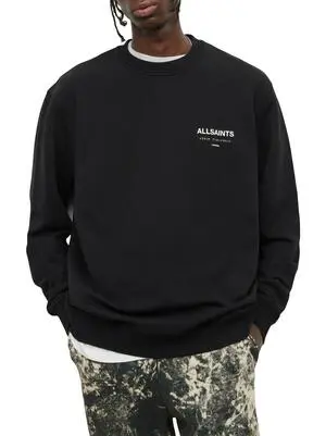 ALLSAINTS Underground Logo Organic Cotton Sweatshirt - Jet Black