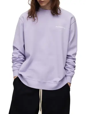 ALLSAINTS AllSaints Underground Logo Organic Cotton Sweatshirt Lavender Lilac/ White