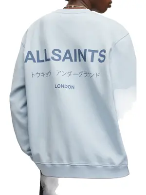 ALLSAINTS AllSaints Underground Logo Organic Cotton Sweatshirt Seafront Blue