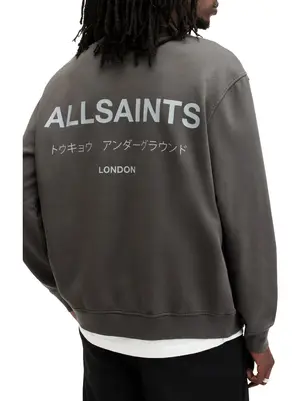 ALLSAINTS AllSaints Underground Logo Organic Cotton Sweatshirt Shaded Grey
