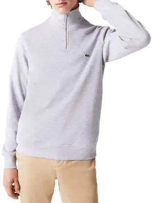Lacoste Crocodile Quarter-Zip Sweatshirt Cca Silver Chine