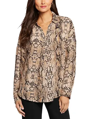 NYDJ Becky Dot Print Blouse Victorian Python